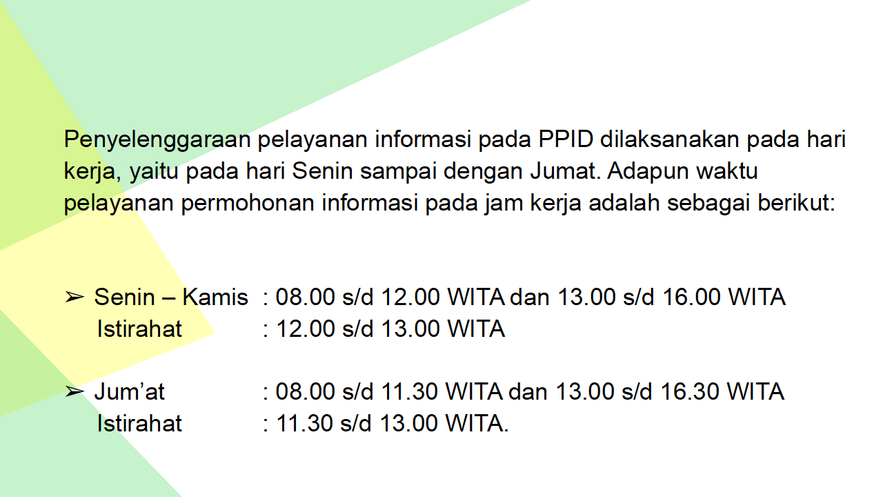 Jadwal Pelayanan – PPID UINSI Samarinda